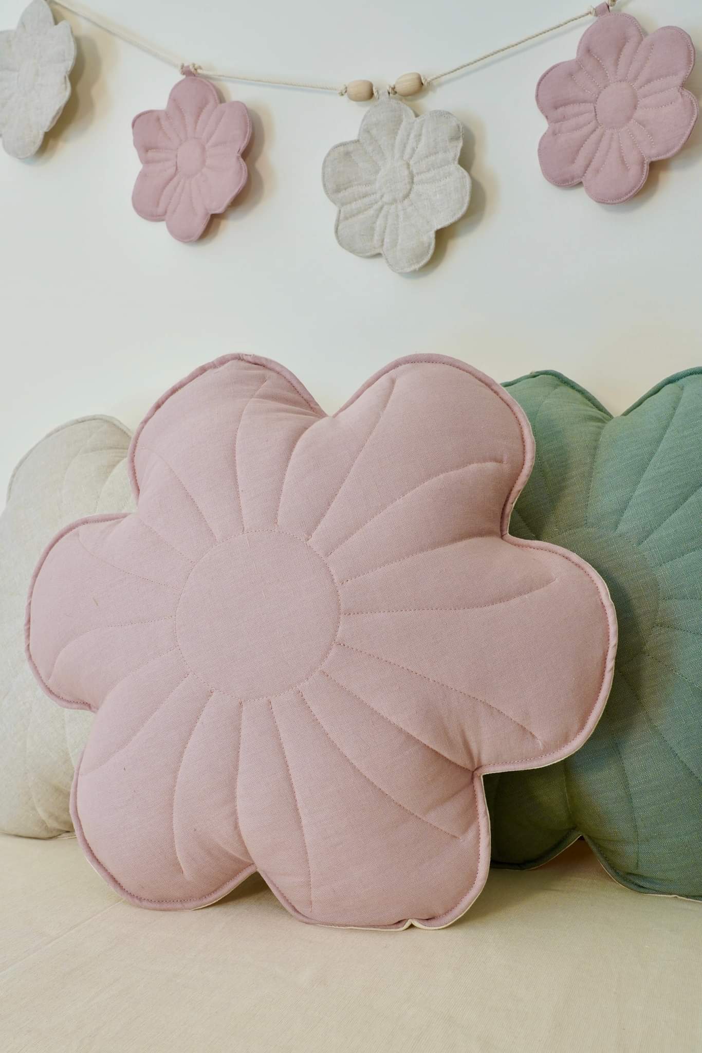 Linen "Powder Rose" Flower Pillow – My Toy Wagon